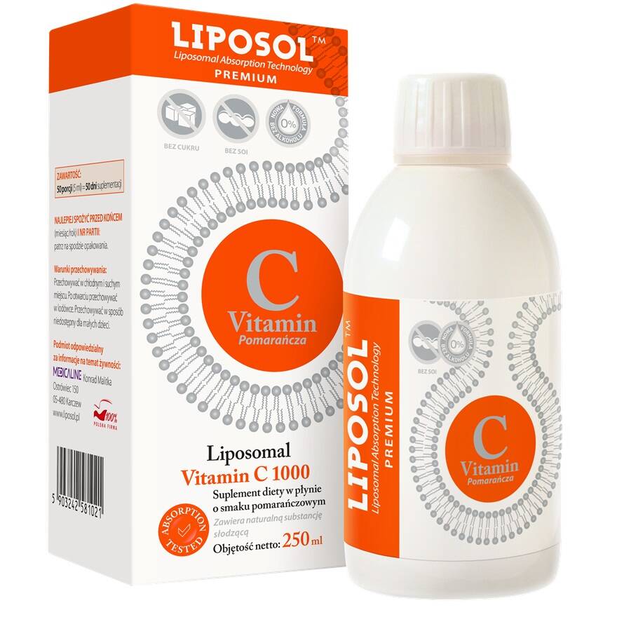 Liposol Liposomalna Witamina C 250 ml pomarańczowy | Sklep Naturawit