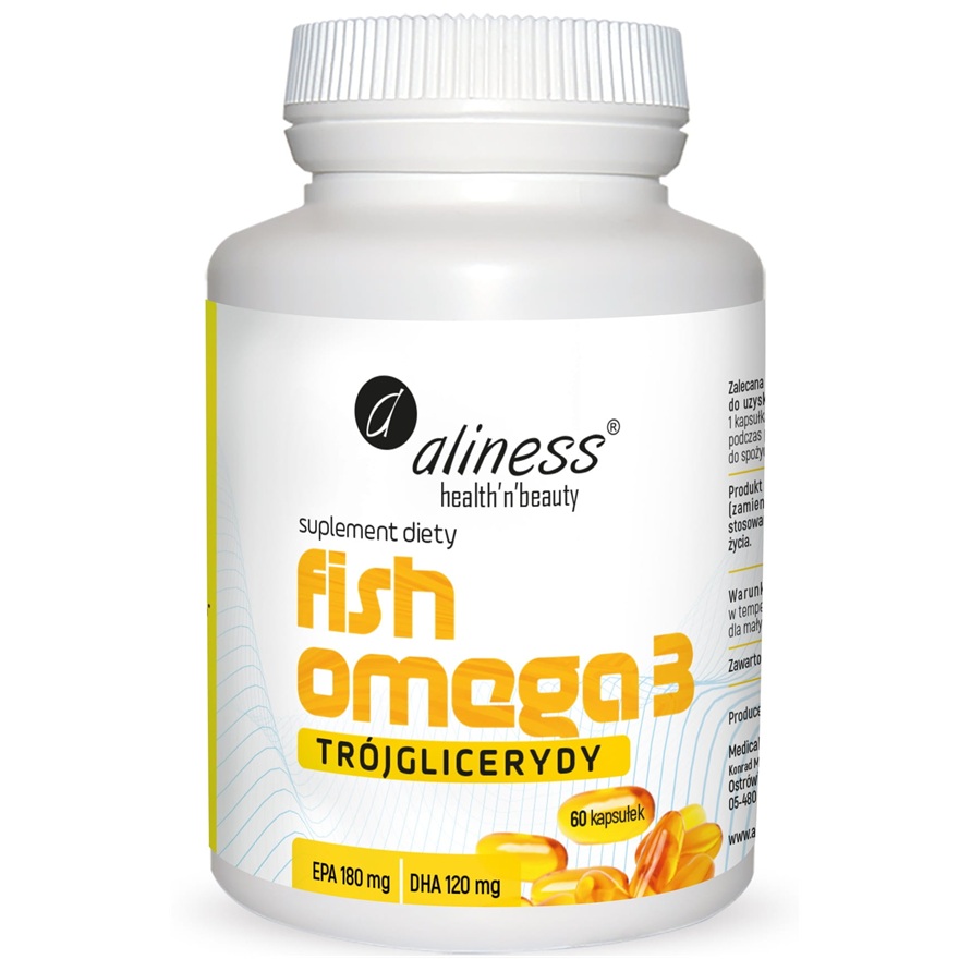 Aliness Fish Omega 3 Trójglicerydy EPA 180 mg DHA 120 mg 60 kapsułek | Sklep Naturawit
